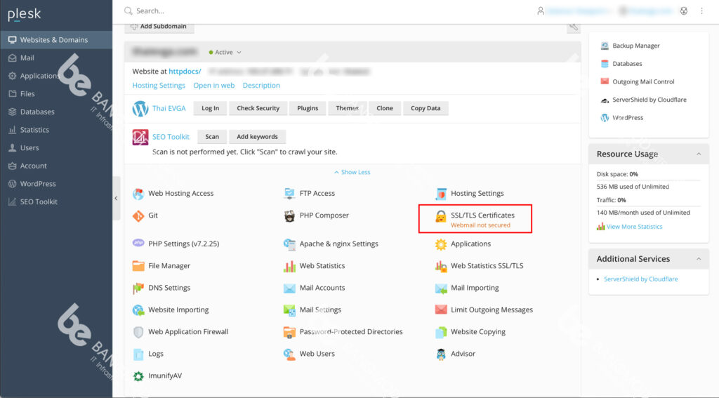 วิธีการติดตั้ง SSL by Let's Encryption บน Plesk - Bangmod Knowledge Base