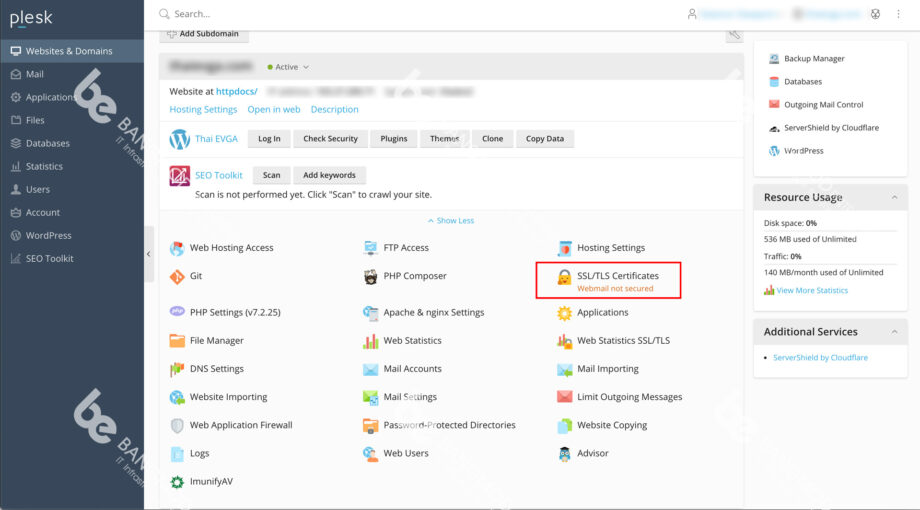 วิธีการติดตั้ง SSL by Let's Encryption บน Plesk - Bangmod Knowledge Base