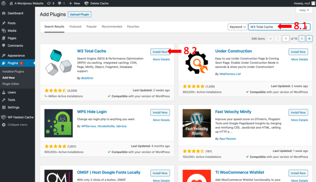 วิธีการติดตั้ง Plugins W3 Total Cache สำหรับ WordPress Cloud - Bangmod Knowledge Base