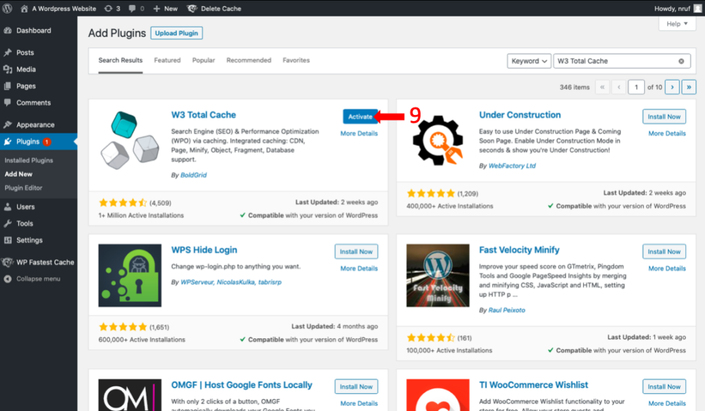วิธีการติดตั้ง Plugins W3 Total Cache สำหรับ WordPress Cloud - Bangmod Knowledge Base