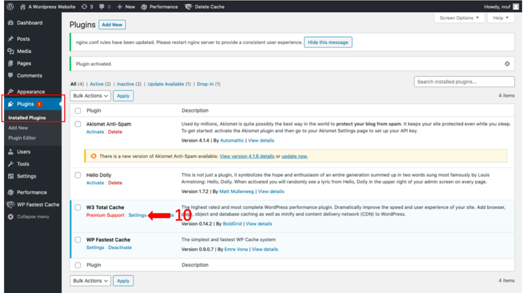 วิธีการติดตั้ง Plugins W3 Total Cache สำหรับ WordPress Cloud - Bangmod Knowledge Base