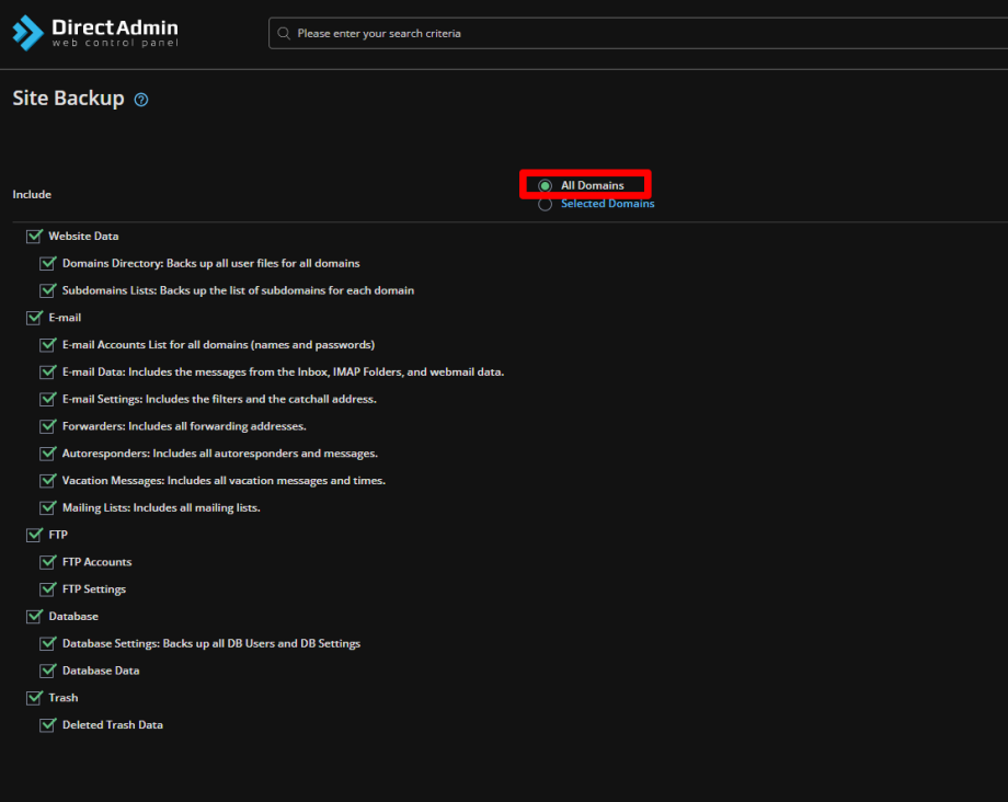 วิธีการ Backup ข้อมูลด้วยตนเอง ผ่าน DirectAdmin - Bangmod Knowledge Base