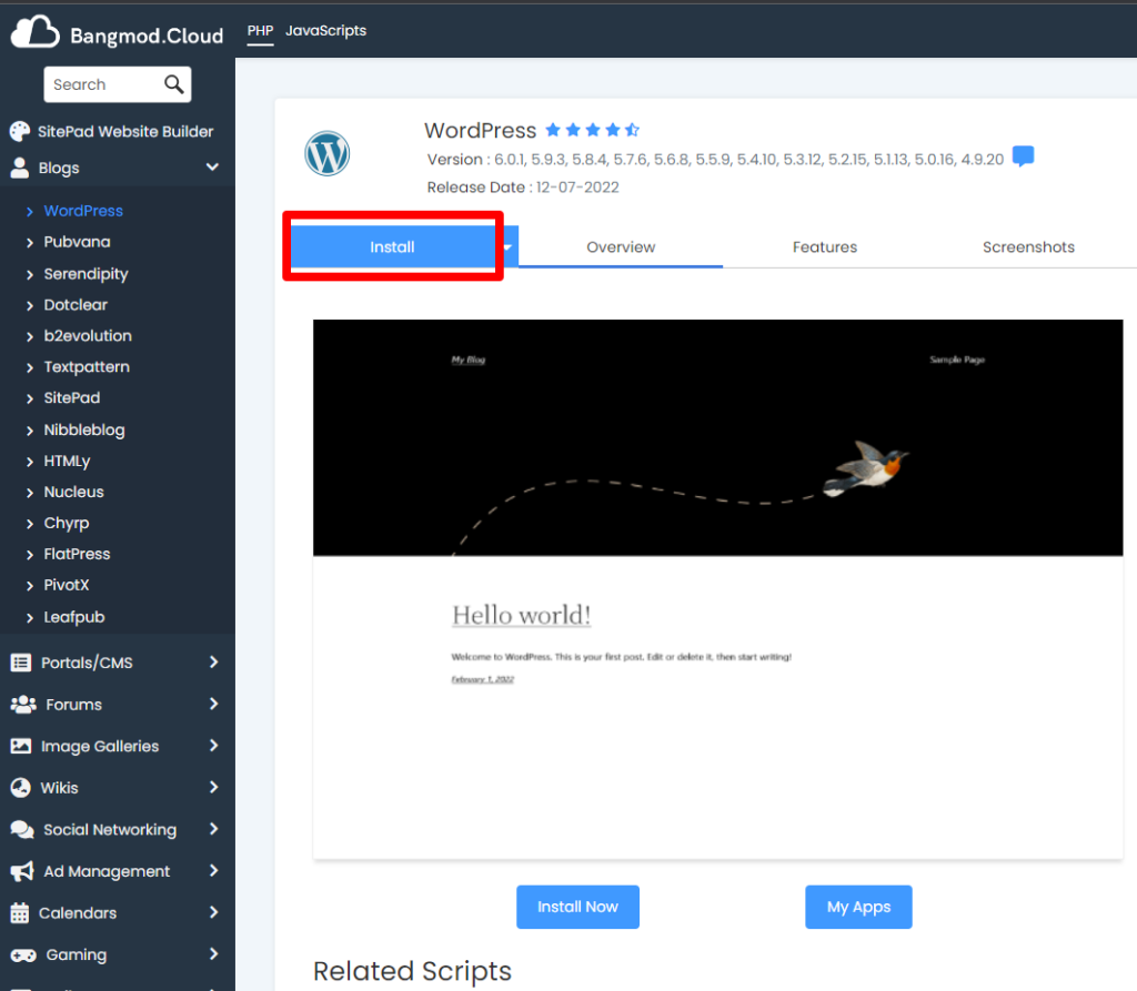 วิธีติดตั้ง WordPress บน Next-Gen WordPress Hosting ด้วย Softaculous - Bangmod Knowledge Base