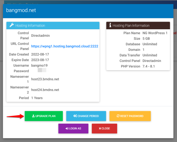 วิธีการ Upgrade Plan บน Next-Gen WordPress Hosting - Bangmod Knowledge Base